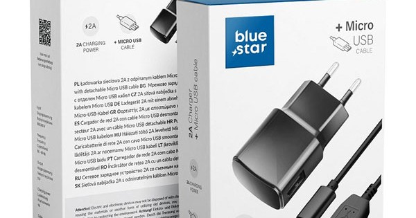 Bluestar Φορτιστής ταξιδίου 2A + Καλώδιο USB σε Micro USB - Zer shop